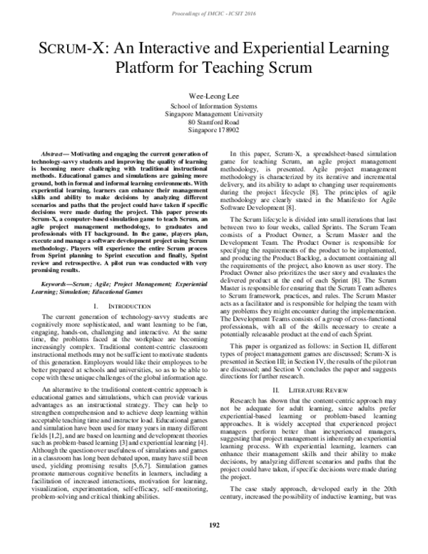 (PDF) S CRUM-X : An Interactive and Experiential Learning Platform for ...