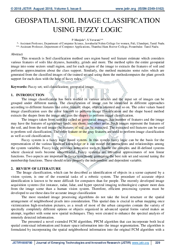 (PDF) Geospatial Soil Image Classification Using Fuzzy Logic