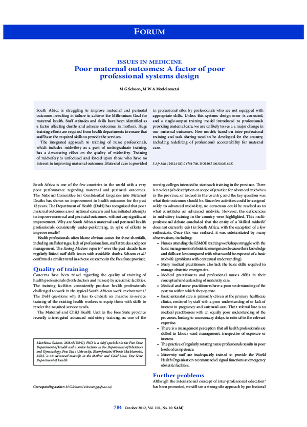 (PDF) Addressing poor maternal and fetal outcomes