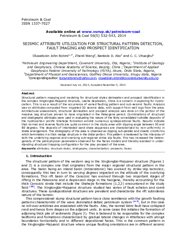 Pdf Seismic Attribute Utilization For Structural Pattern Detection Fault Imaging And Prospect