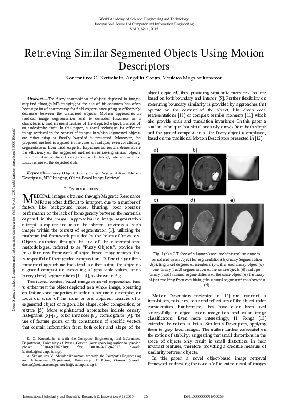 (PDF) Retrieving Similar Segmented Objects Using Motion Descriptors