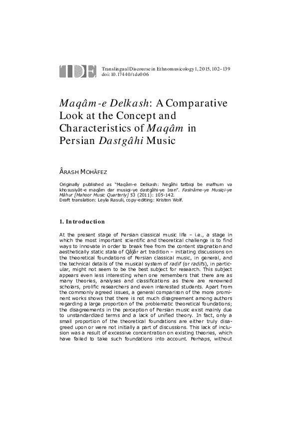 (PDF) Maqâm-e Delkash: A Comparative Look at the Concept and ...