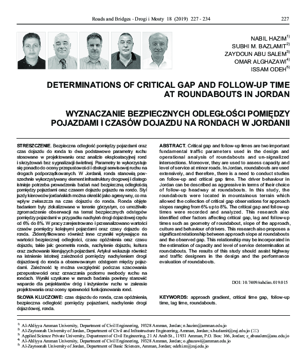 (PDF) Determinations of critical gap and follow-up time at roundabouts ...