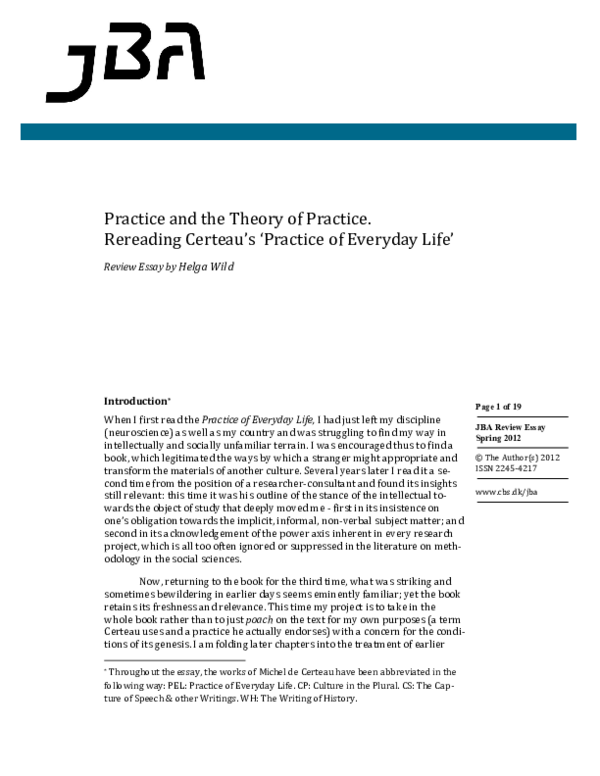 (PDF) Practice and the Theory of Practice