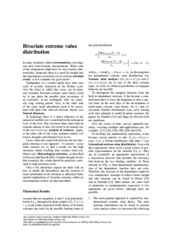 (PDF) Bivariate Extreme Value Distribution
