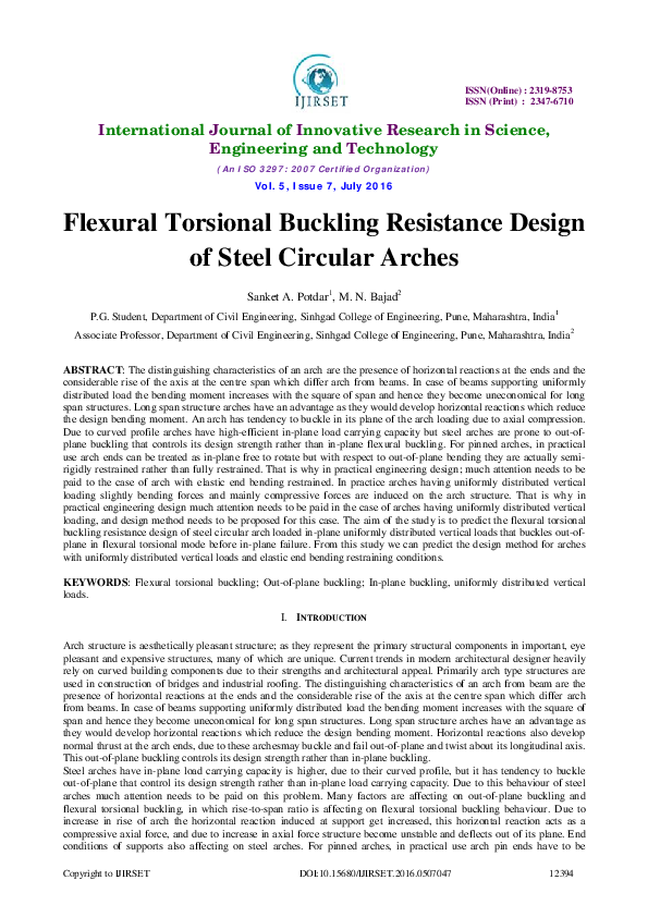 (PDF) Flexural Torsional Buckling Resistance Design of Steel Circular ...