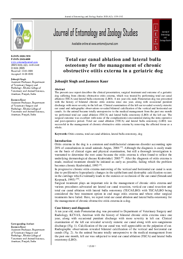 (PDF) Total ear canal ablation and lateral bulla osteotomy for the ...