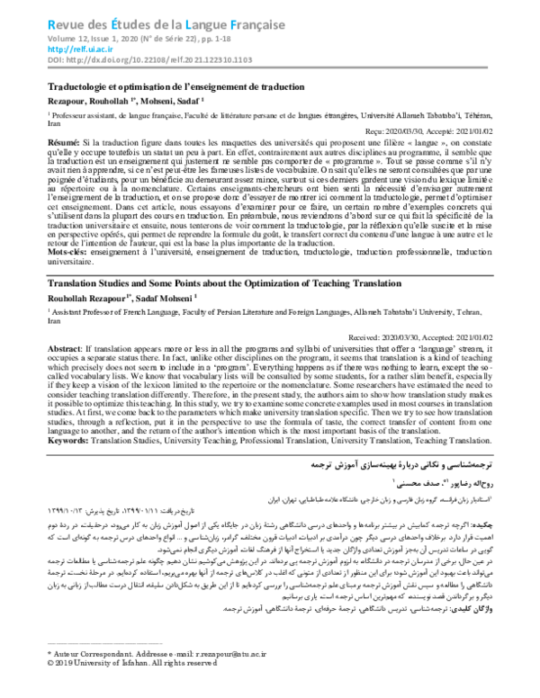 (PDF) Revue des Études de la Langue Française