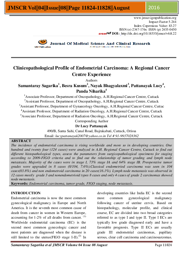 (PDF) Clinico-pathological profile of endometrial carcinoma in young ...