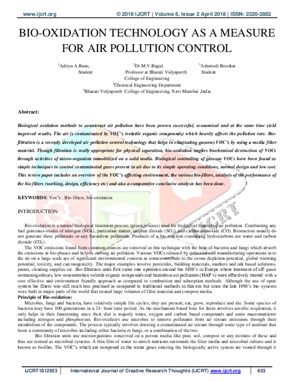 (PDF) Bio-Oxidation Technology as a Measure for Air Pollution Control
