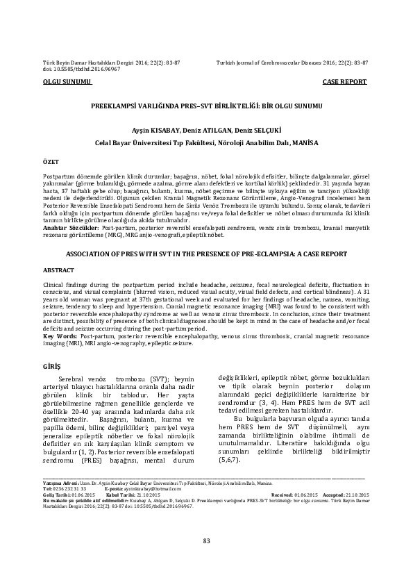 (PDF) Association of PRES with SVT in the presence of pre-eclampsia: a ...