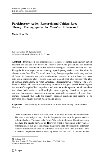 (PDF) Participatory Action Research and Critical Race Theory: Fueling ...