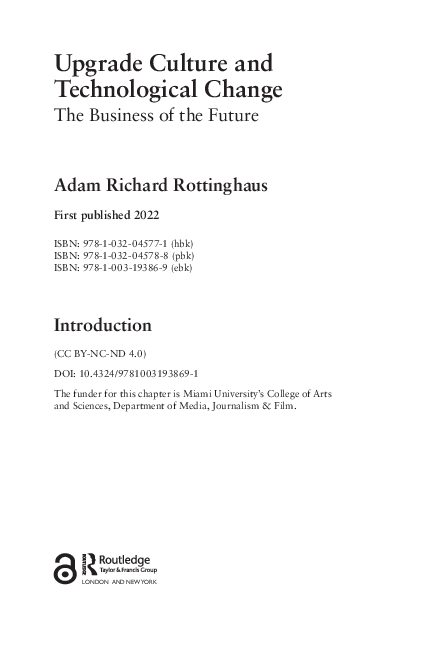 (PDF) Upgrade Culture and Technological Change: The Business of the ...