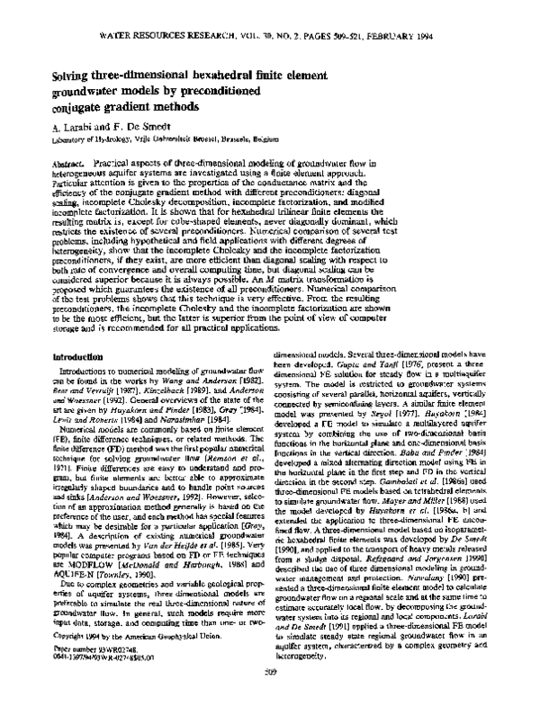 (PDF) Solving three-dimensional hexahedral finite element groundwater ...