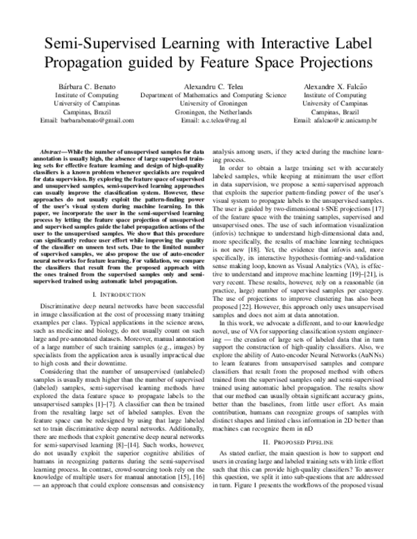 Pdf Semi Supervised Learning With Interactive Label Propagation Guided By Feature Space