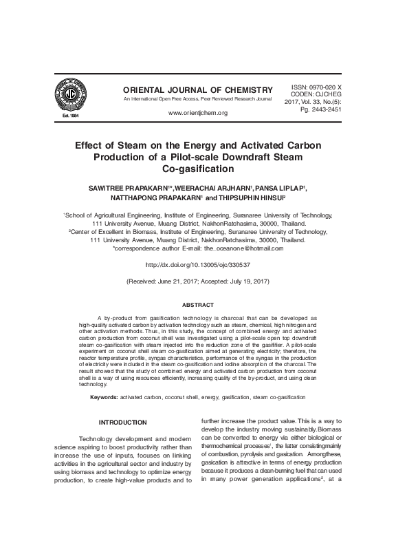 (PDF) Effect of Steam on the Energy and Activated Carbon Production of ...