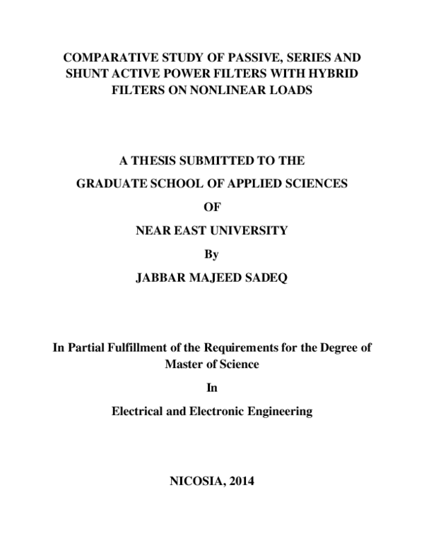 (PDF) Comparative Study of Passive , Series and Shunt Active Power Filters with Hybrid Filters ...