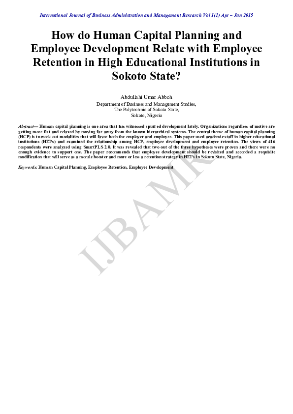 (PDF) How do Human Capital Planning and Employee Development Relate ...