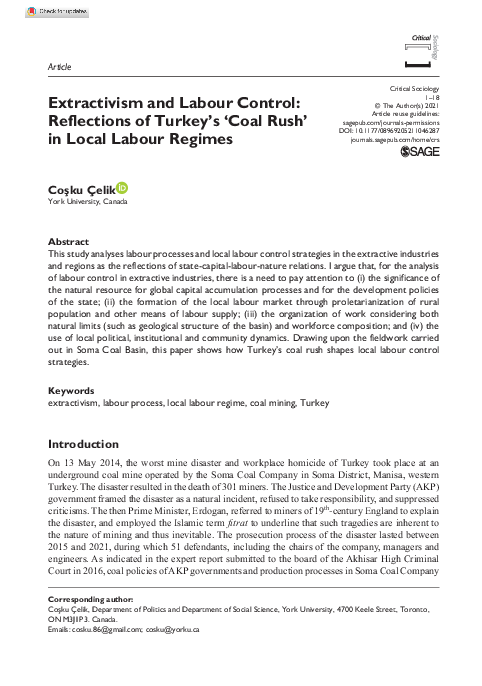 (PDF) Extractivism and Labour Control: Reflections of Turkey’s ‘Coal ...