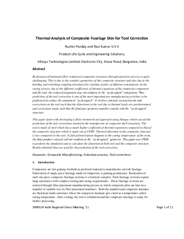 (PDF) Thermal Analysis of Composite Fuselage Skin for Tool Correction