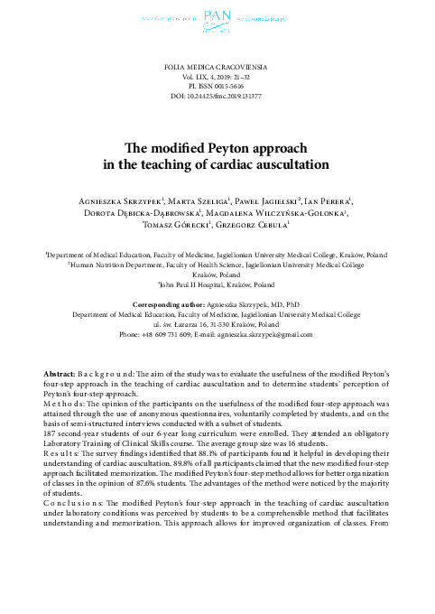(PDF) The modified Peyton approach in the teaching of cardiac ...