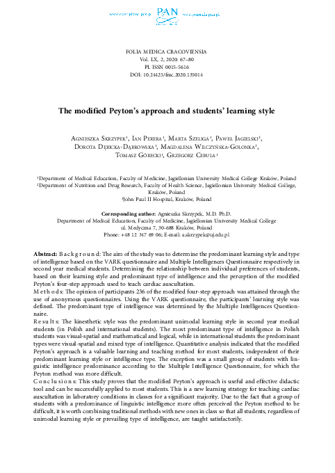 (PDF) The modified Peyton's approach and students' learning style