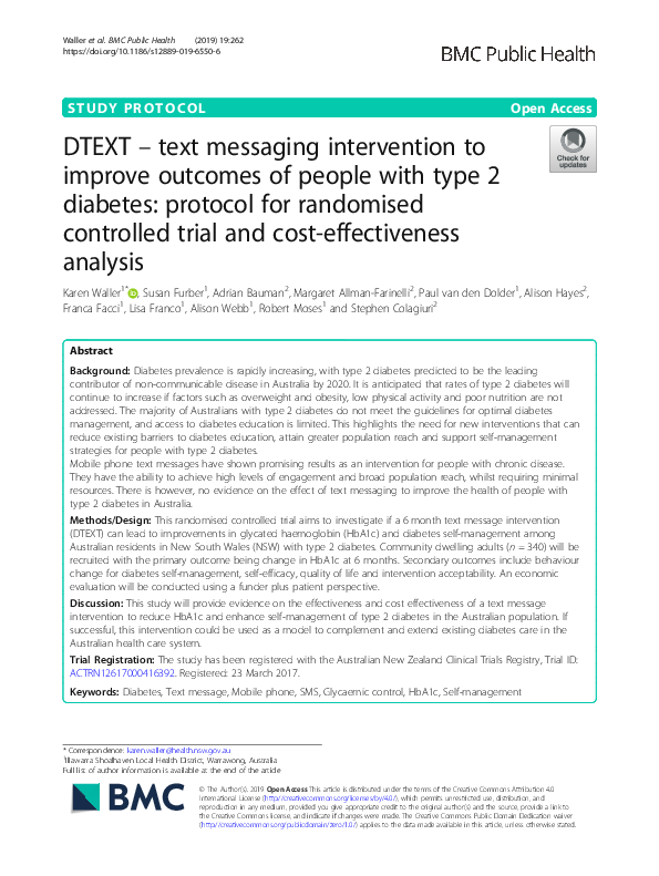 (PDF) DTEXT – text messaging intervention to improve outcomes of people ...