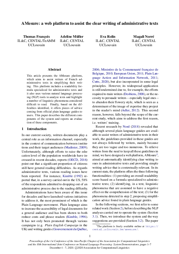 (PDF) AMesure: A Web Platform to Assist the Clear Writing of ...