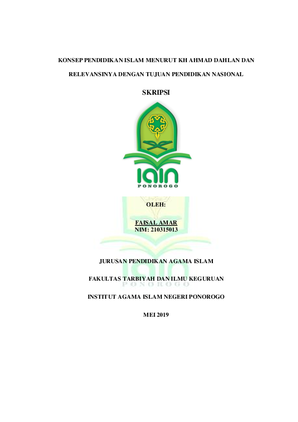 (PDF) Konsep Pendidikan Islam Menurut KH Ahmad Dahlan Dan Relevansinya Dengan Tujuan Pendidikan ...