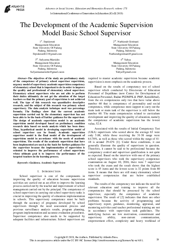 (PDF) The Development of the Academic Supervision Model Basic School Supervisor