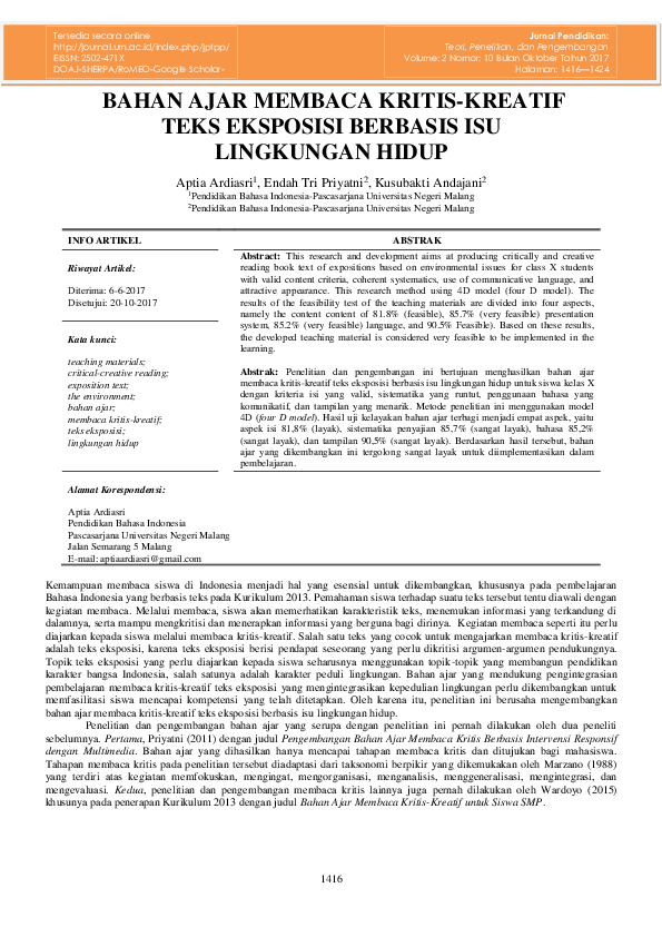 (PDF) Bahan Ajar Membaca Kritis-kreatif Teks Eksposisi Berbasis Isu ...