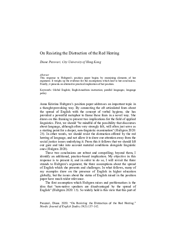 (PDF) On Resisting the Distraction of the Red Herring
