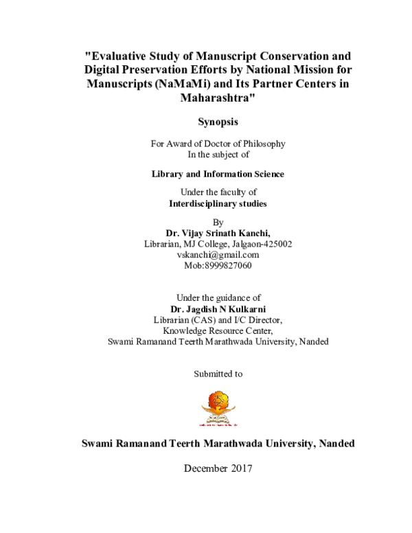 (PDF) Evaluative Study of Manuscript Conservation and Digital ...