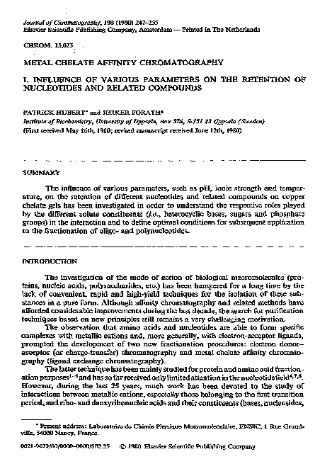 (PDF) Metal chelate affinity chromatography