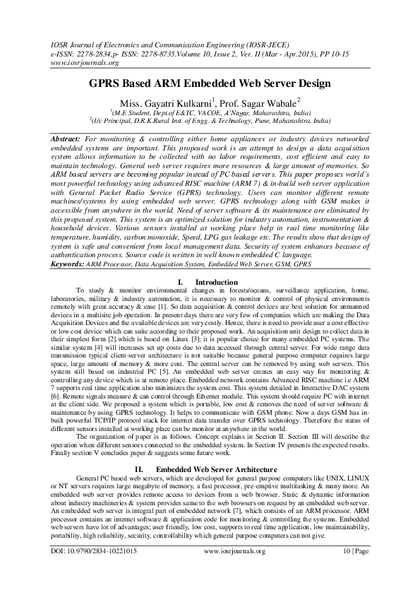 (PDF) GPRS Based ARM Embedded Web Server Design Miss