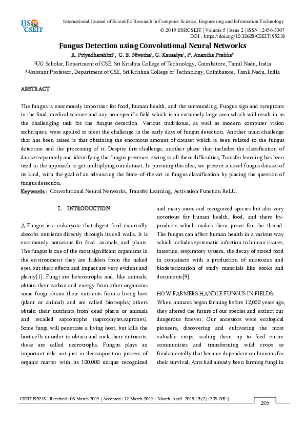 (PDF) Fungus Detection using Convolutional Neural Networks