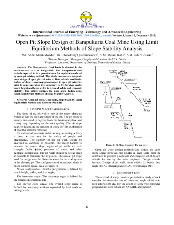 (PDF) Open Pit Slope Design of Barapukuria Coal Mine Using Limit ...