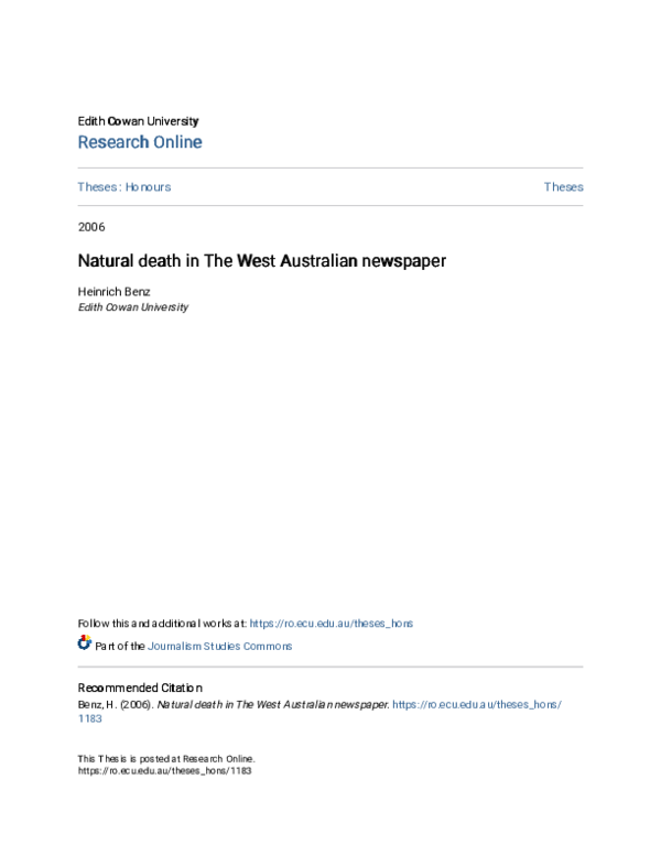 (PDF) Natural death in The West Australian newspaper
