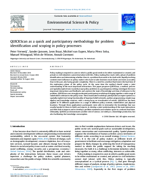 (PDF) QUICKScan as a quick and participatory methodology for problem ...