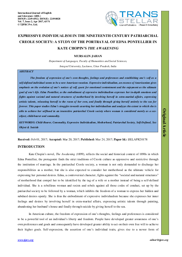 (PDF) Expressive Individualism in the Nineteenth Century Patriarchal ...