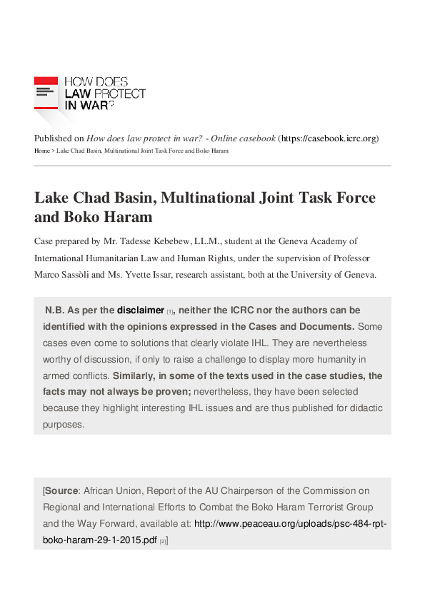 (PDF) Lake Chad Basin, Multinational Joint Task Force and Boko Haram