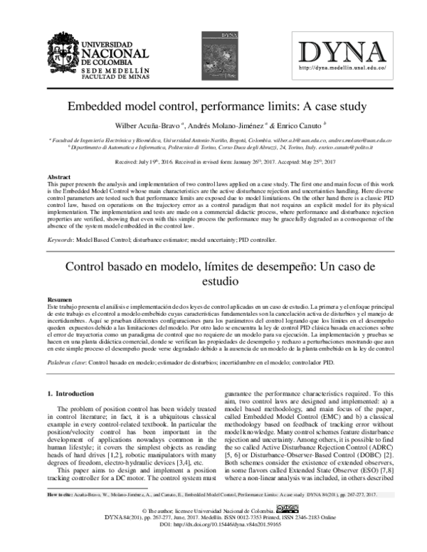 (PDF) Embedded model control, performance limits: A case study