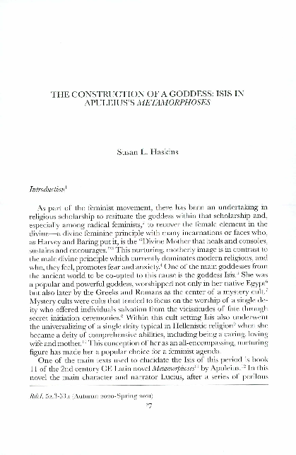 (PDF) THE CONSTRUCTION OF A GODDESS: ISIS IN APULEIUS' METAMORPHOSES