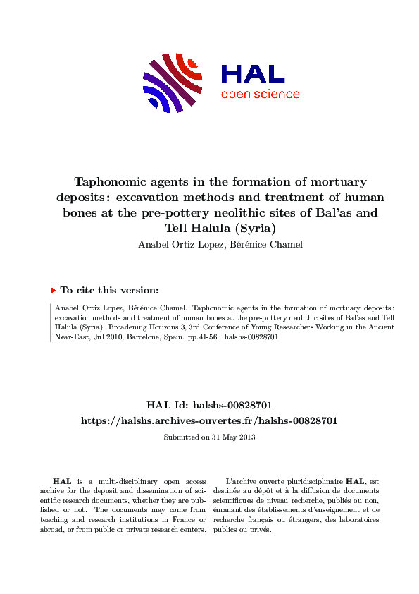(PDF) Taphonomic agents in the formation of mortuary deposits ...