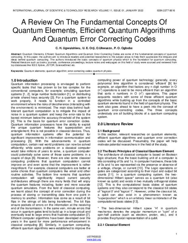 (PDF) A Review On The Fundamental Concepts Of Quantum Elements ...