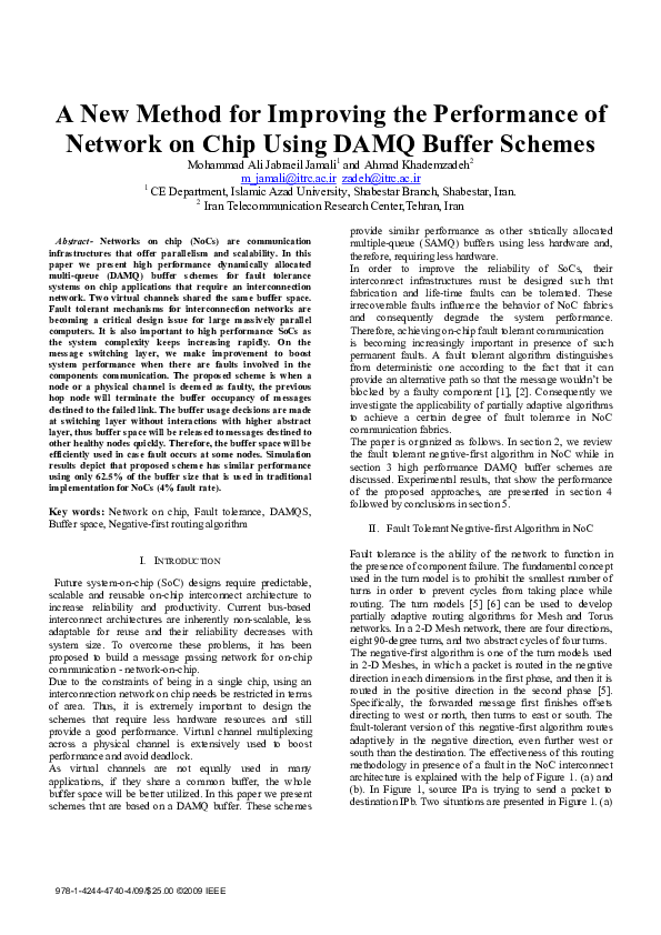 (PDF) A new method for improving the performance of network on chip using DAMQ buffer schemes