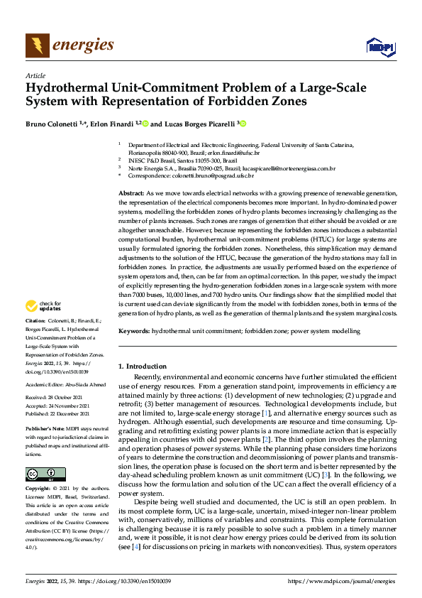 Pdf Hydrothermal Unit Commitment Problem Of A Large Scale System With