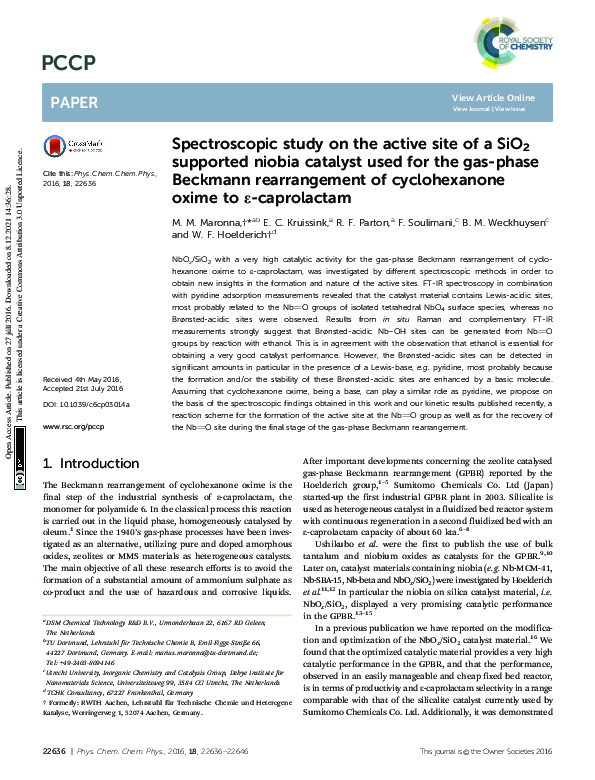 (PDF) Spectroscopic study on the active site of a SiO2 supported niobia ...