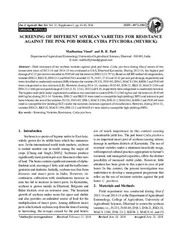 (PDF) SCREENING OF DIFFERENT SOYBEAN VARIETIES FOR RESISTANCE AGAINST ...