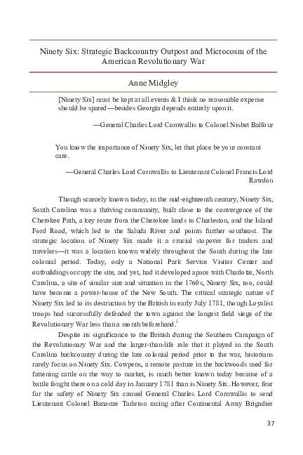 (PDF) Ninety Six: Strategic Backcountry Outpost and Microcosm of the ...